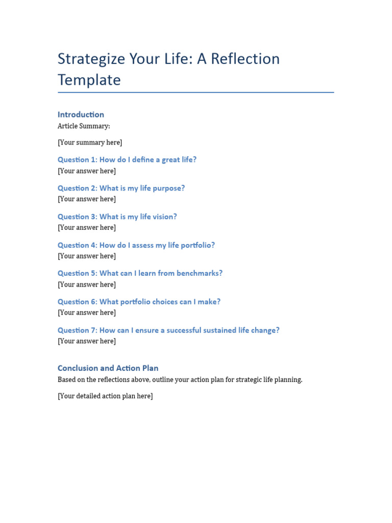 Strategize Your Life Template HBR | PDF | Career & Growth