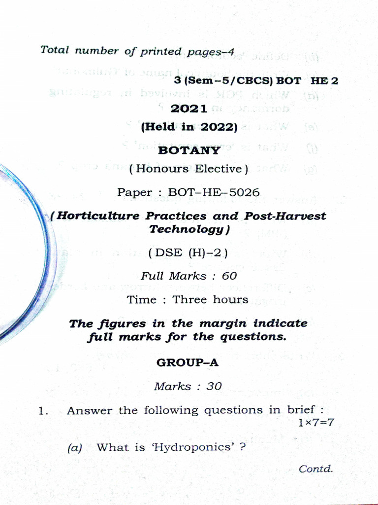 BSC BOTANY guahait University CBCS pyq | PDF | Pollen | Horticulture