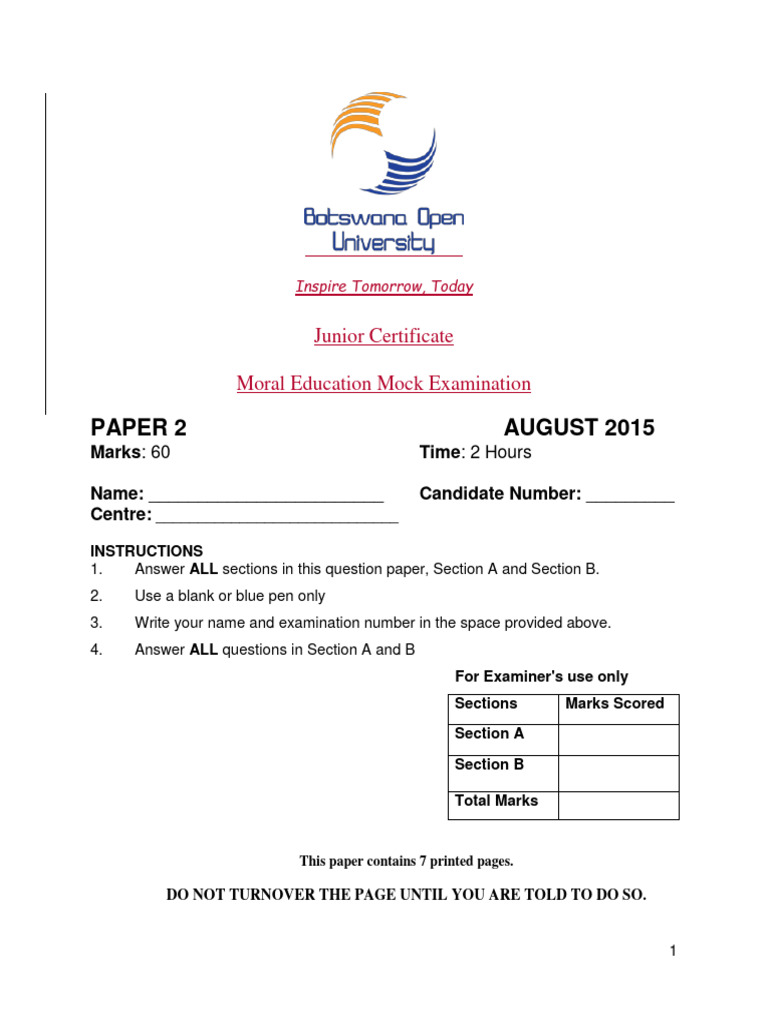 2015 Me Paper 2 Question Paper Aug 2015 Final | PDF | Behavioural ...