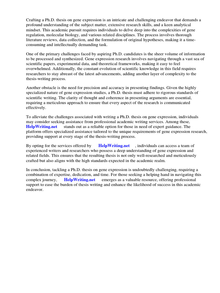 PHD Thesis Gene Expression | PDF | Gene Expression | Gene