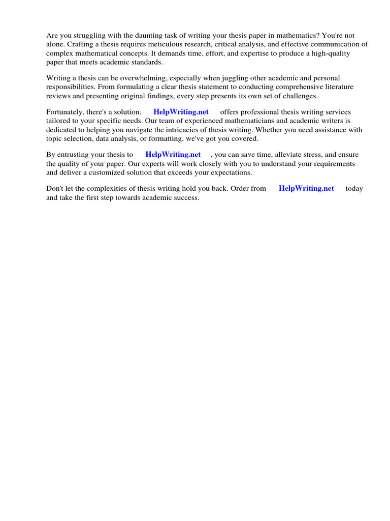 Sample Thesis Paper in Mathematics | PDF | Mathematics | Thesis