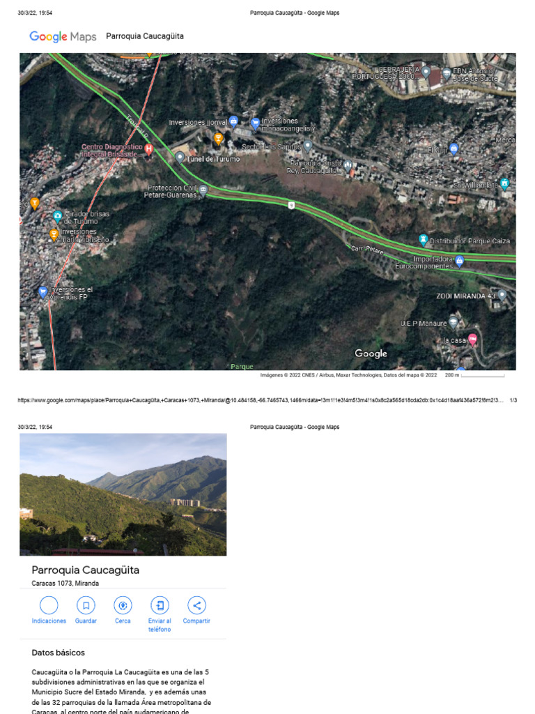 Parroquia Caucagüita - Google Maps | PDF