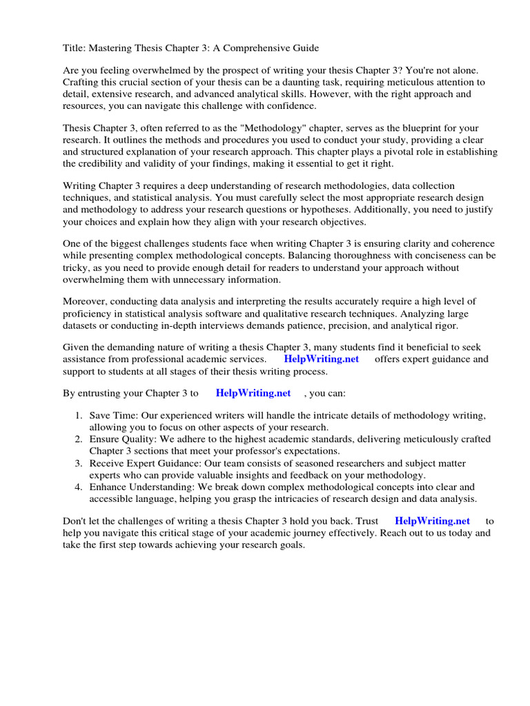 Thesis Chapter 3 Parts | PDF | Thesis | Methodology