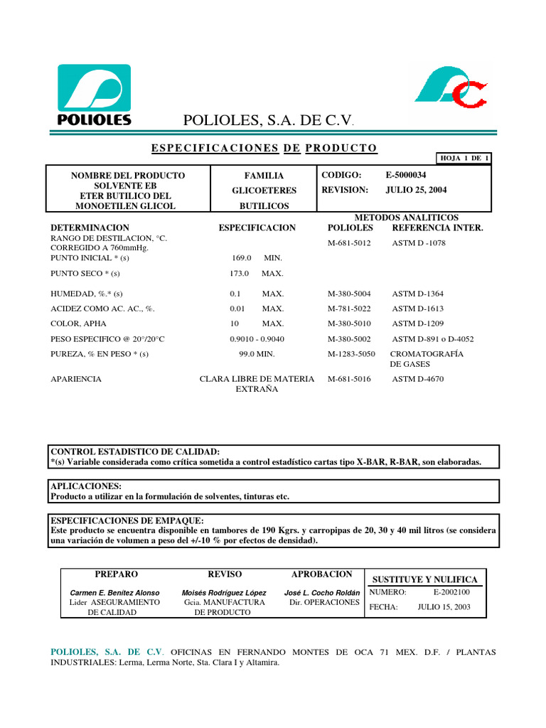 Butilglicol Polioles | PDF | Materiales | Química