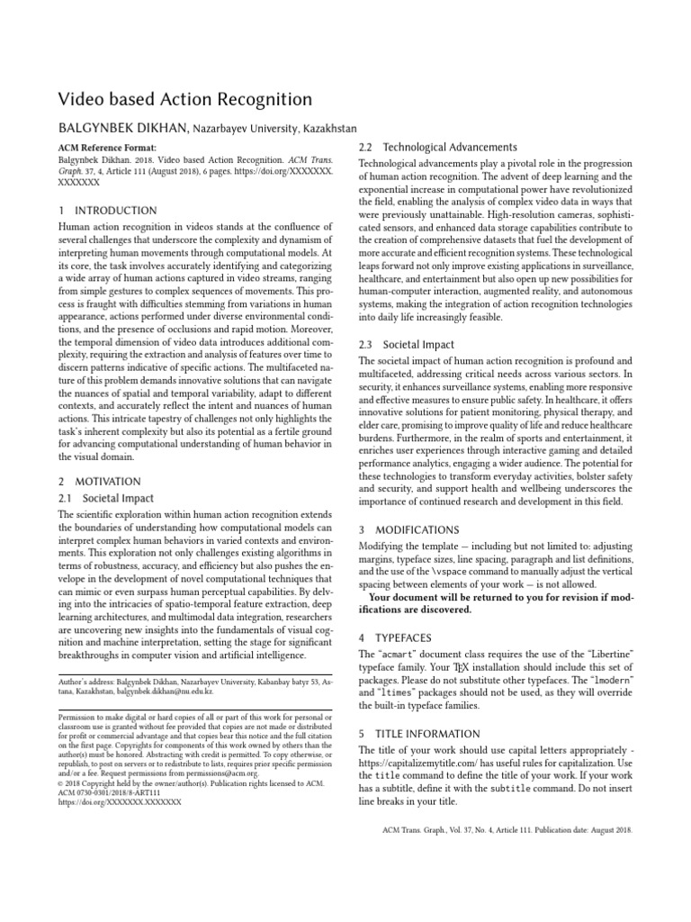 Association For Computing Machinery ACM Large 2 Column Format Template ...