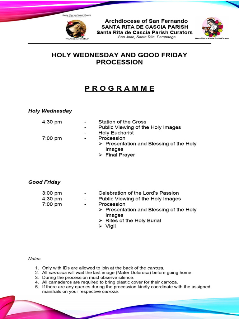 Program Holy Week Procession | PDF | Religion & Spirituality