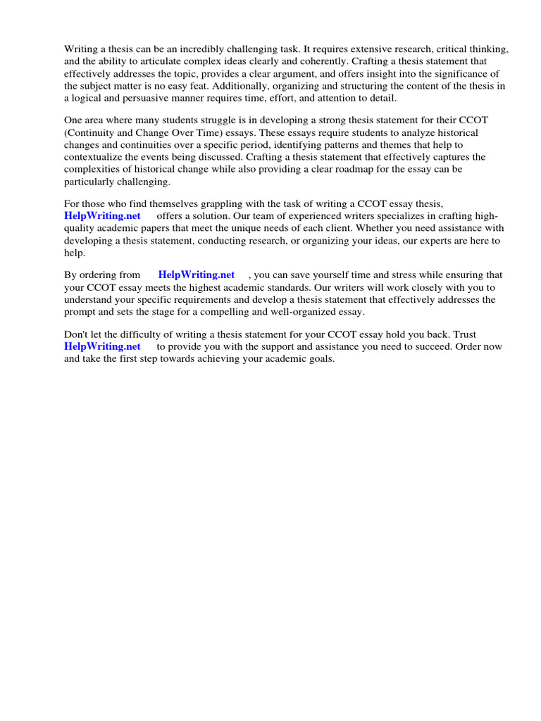 Ccot Essay Example Thesis | PDF | Essays | Thesis