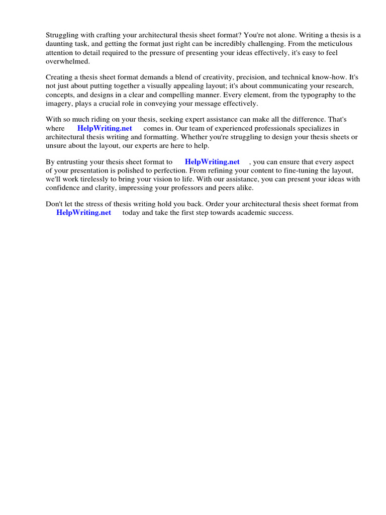 Architectural Thesis Sheet Format | PDF | Websites | Electronic Publishing