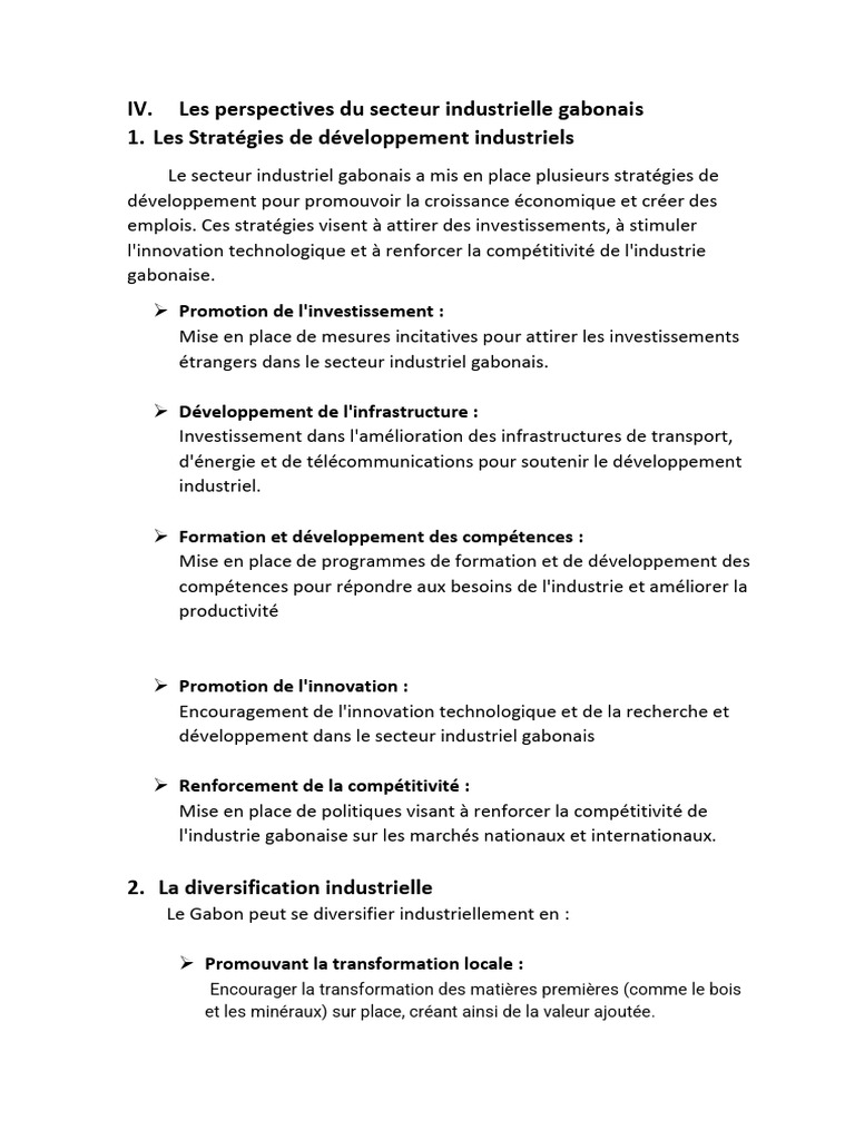 Perspectives du secteur industriel gabonais | PDF | Innovation | Économie