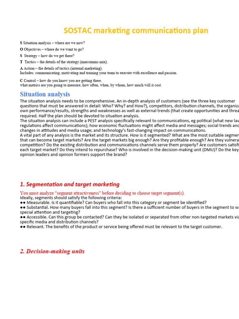 IMC Plan Guideline | Download Free PDF | Marketing | Market Segmentation