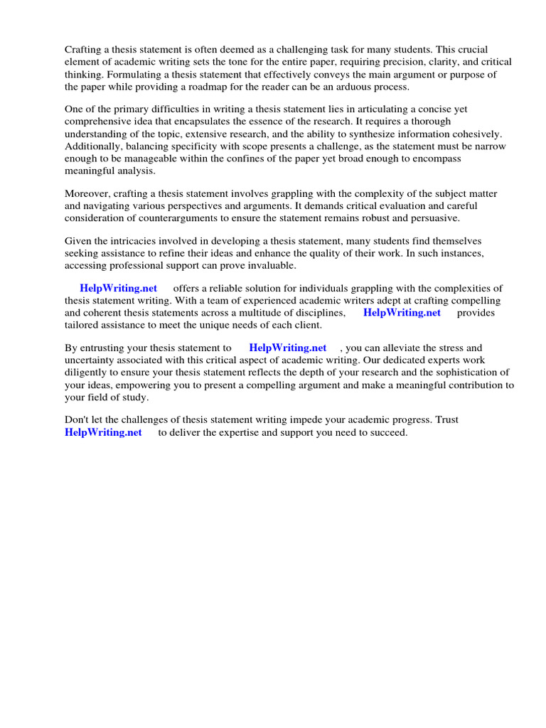 Thesis Statement Multiple Sentences | PDF | Essays | Thesis