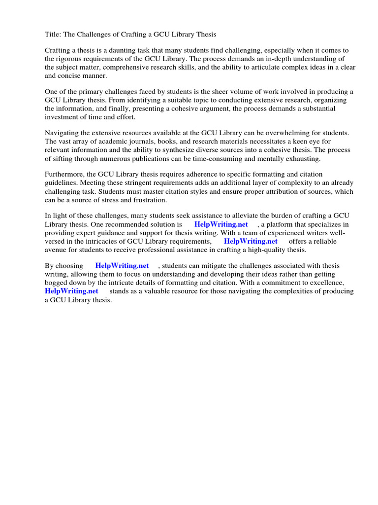 Gcu Library Thesis | Download Free PDF | Thesis | Libraries