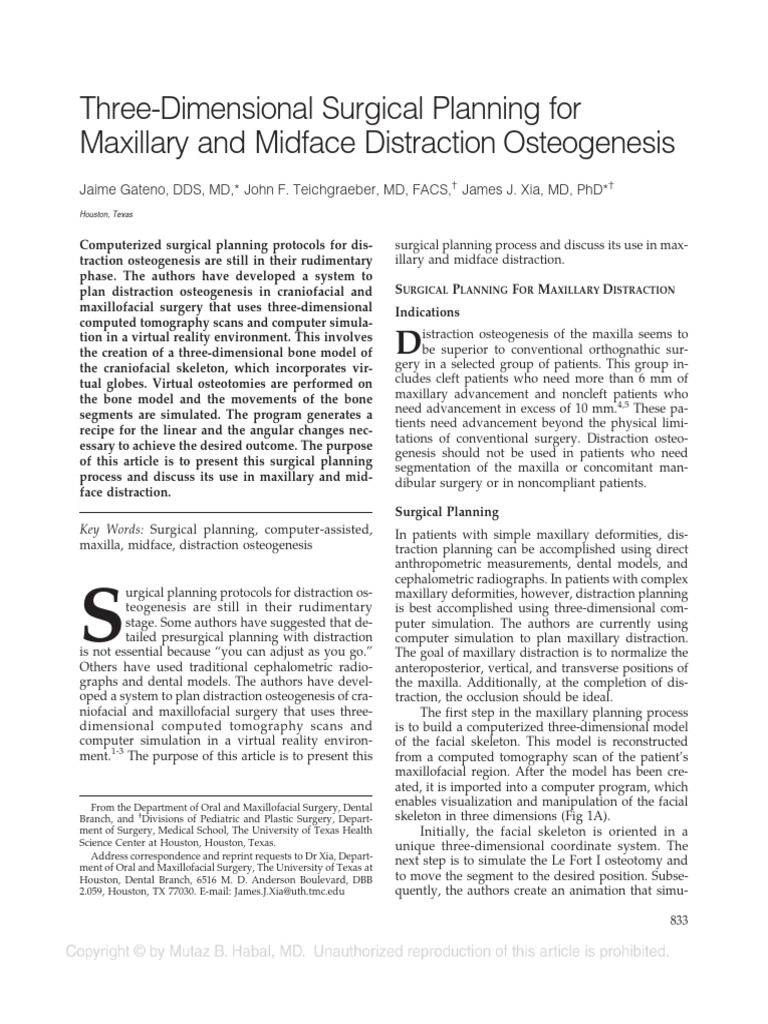 Three-Dimensional Surgical Planning For Maxillary and Midface Distraction Osteogenesis | PDF ...