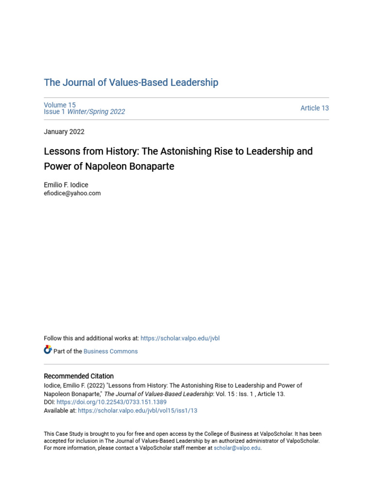 Lessons From History - The Astonishing Rise To Leadership and Powe ...