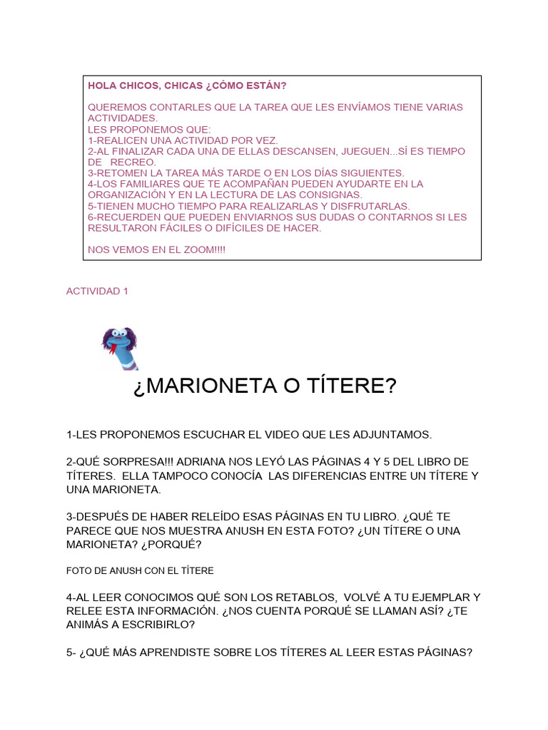 ¿Títere o Marioneta | PDF