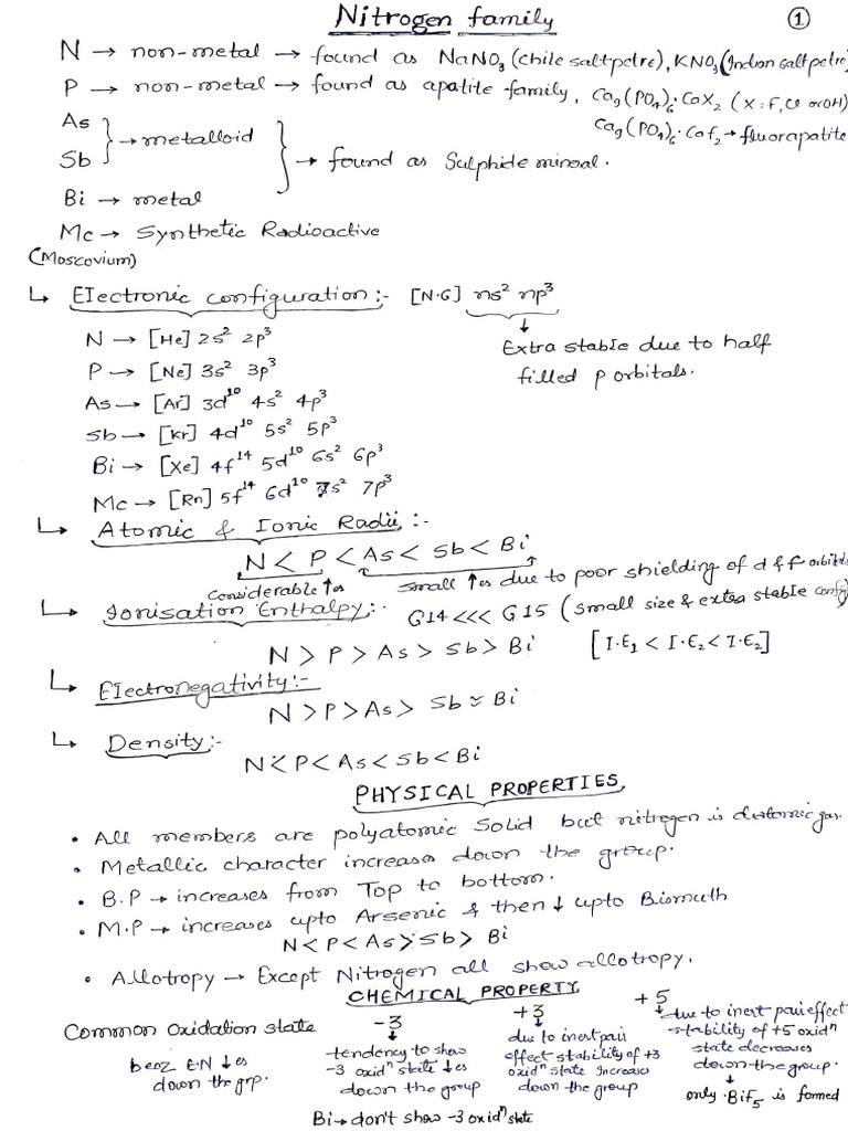 Nitrogen Family | PDF | Nitrogen | Nitric Acid