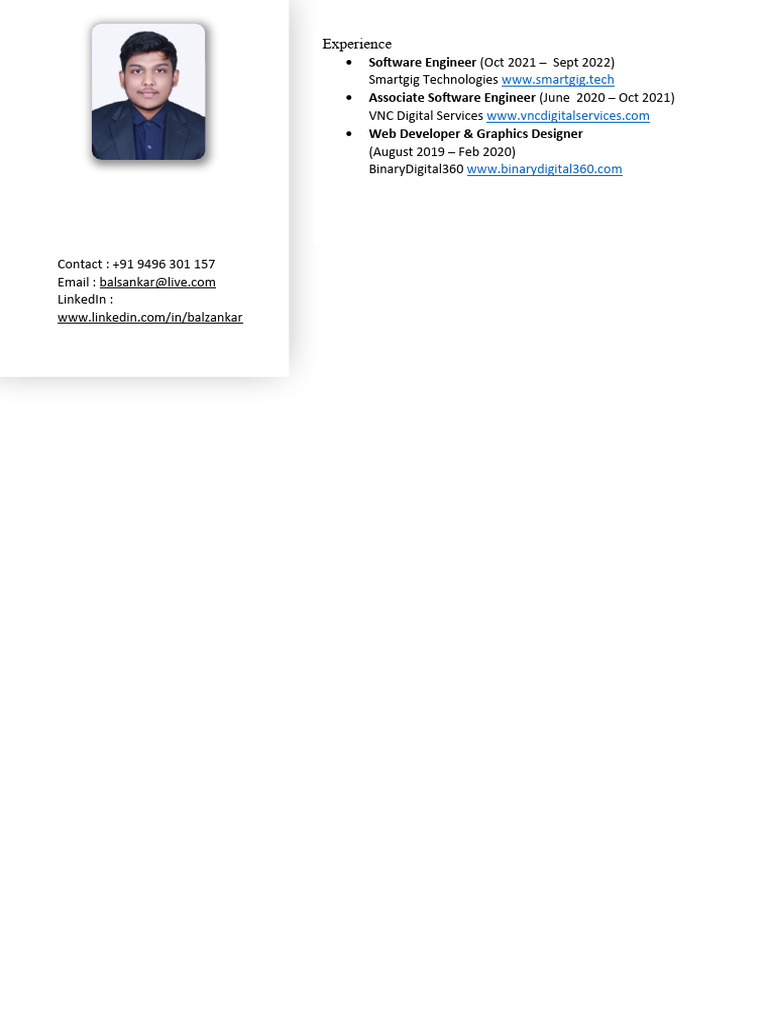 Resume Detailed | PDF | Websites | Java Script