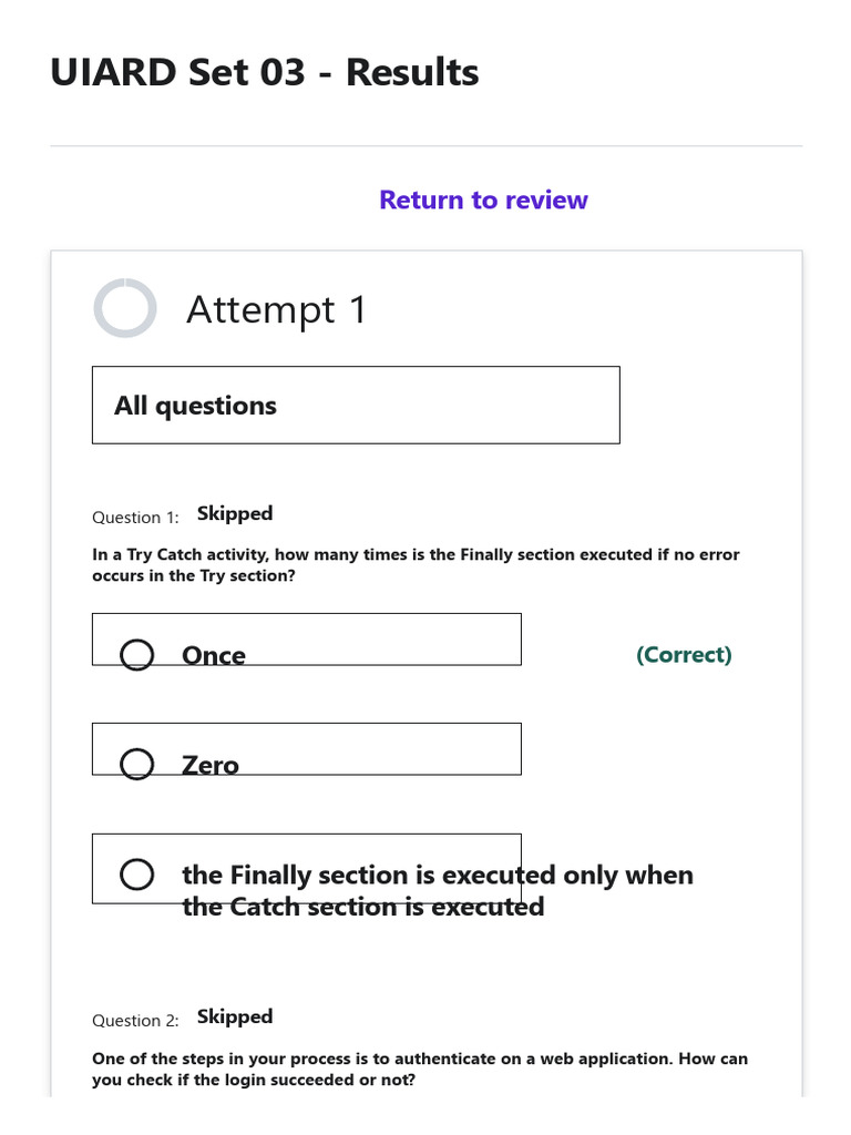 UiPath RPA Certification Quiz Results | PDF | Variable (Computer ...