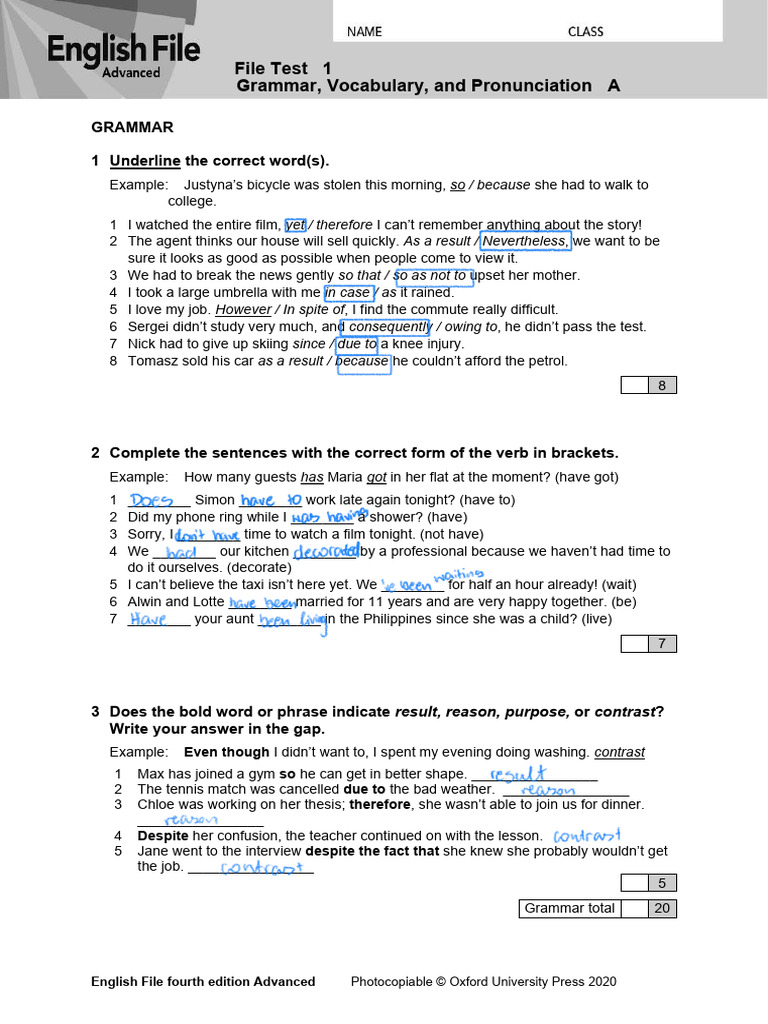 Ef Advanced Test Unit 1 | PDF