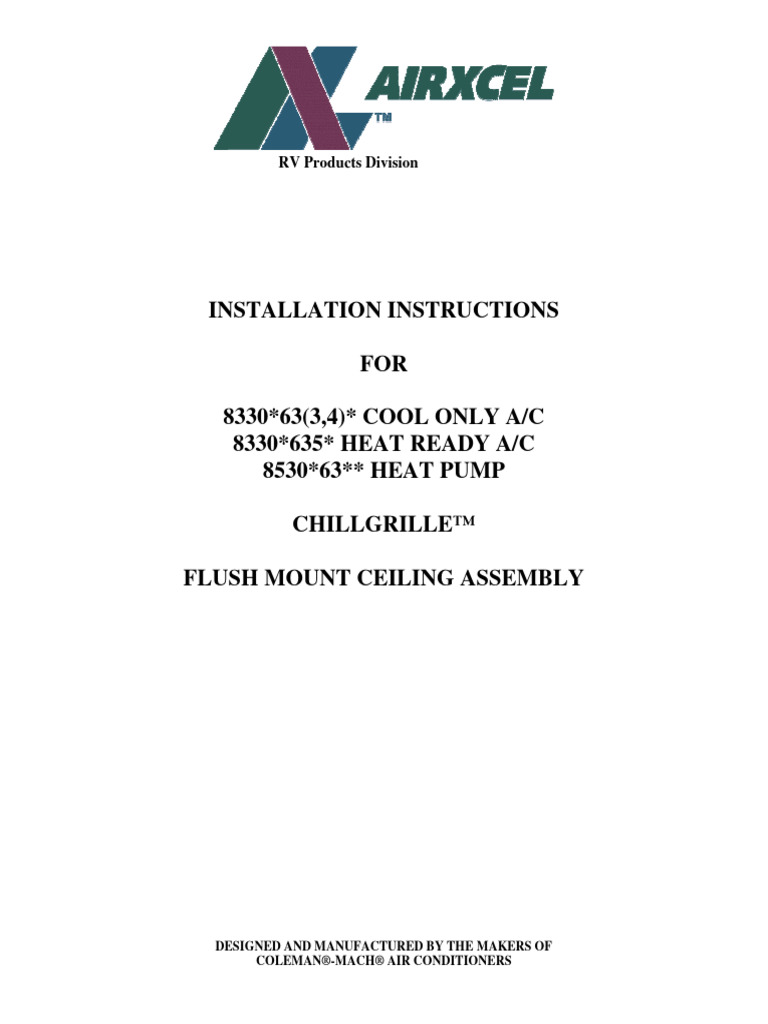 Airxcel 48254C969 AC Manuals Install 1976307 | PDF | Electrical Wiring ...