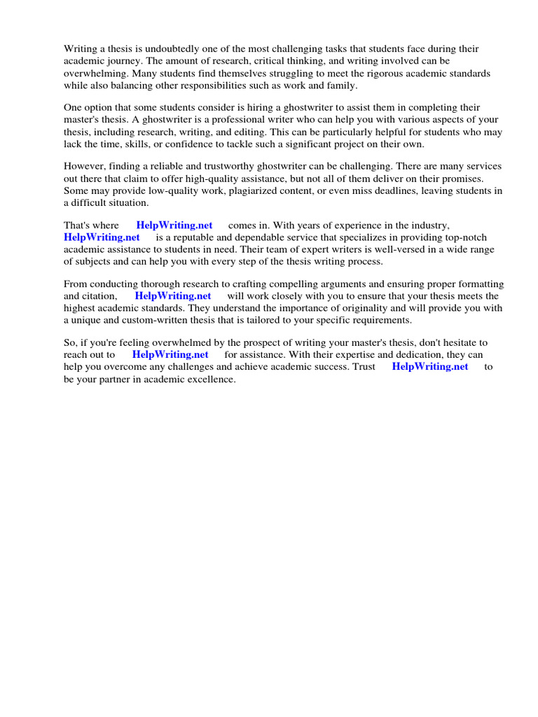 Master Thesis Ghost Writer | PDF | Essays | Thesis
