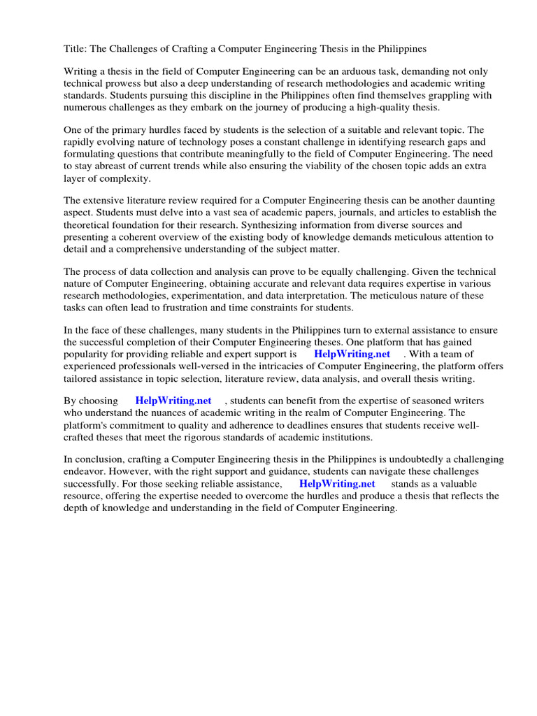 Computer Engineering Thesis Topics in The Philippines | PDF | Computers