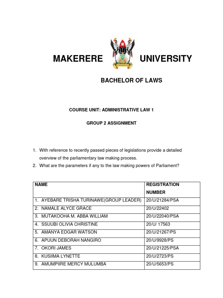 Adminstrative Law Course Work Final-1 | PDF | Bill (Law) | Royal Assent
