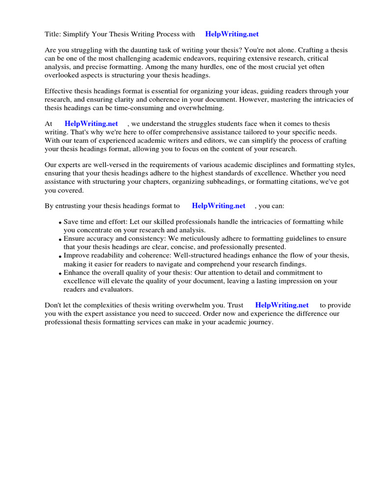 Thesis Headings Format | PDF | Thesis | Essays