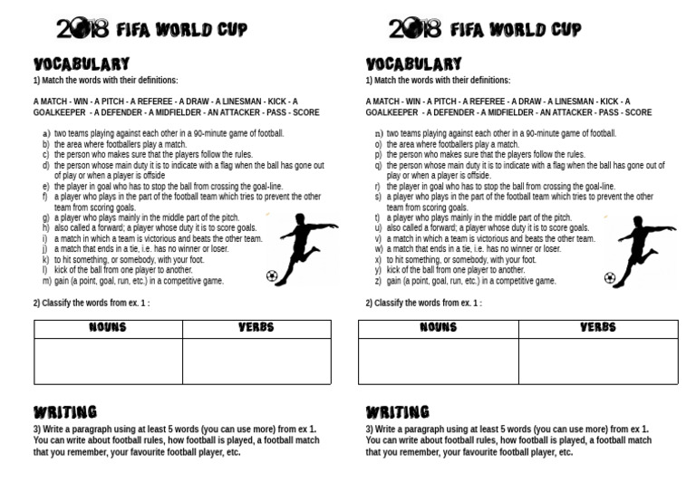 Fifa World Cup Vocab and Wrting | PDF
