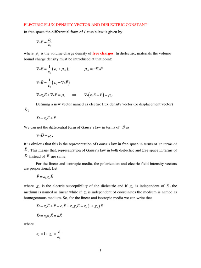 Electric Flux Density & Dielectric Constants | PDF