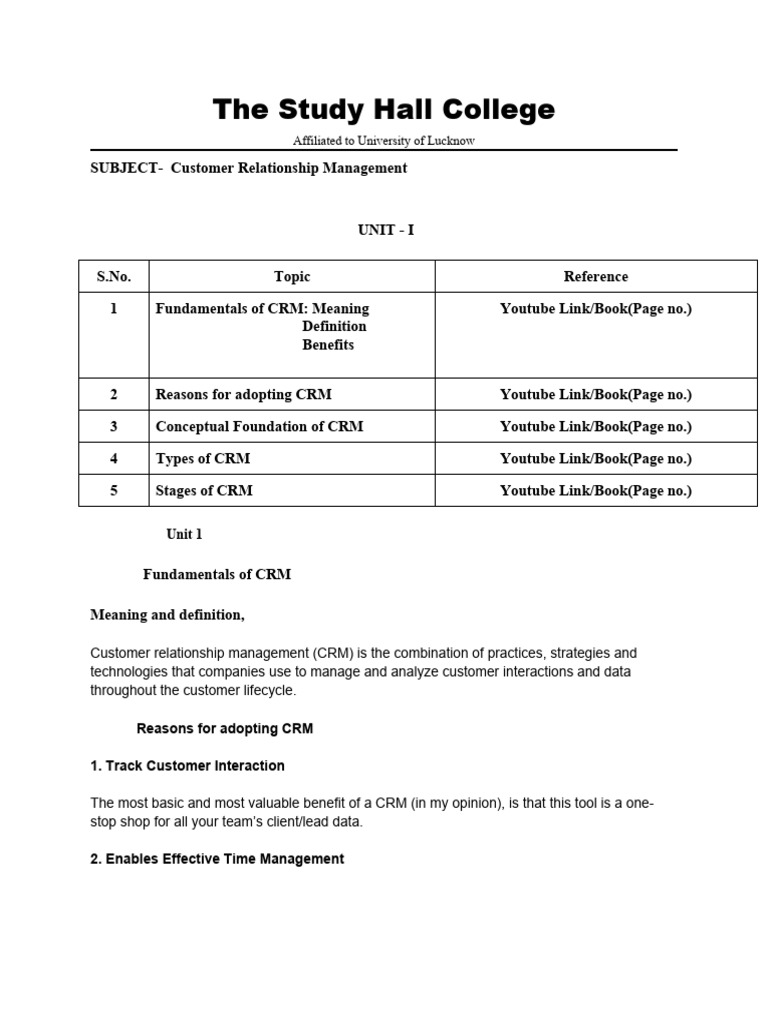 Customer relationship management (CRM) is the combination of practices, strategies and ...