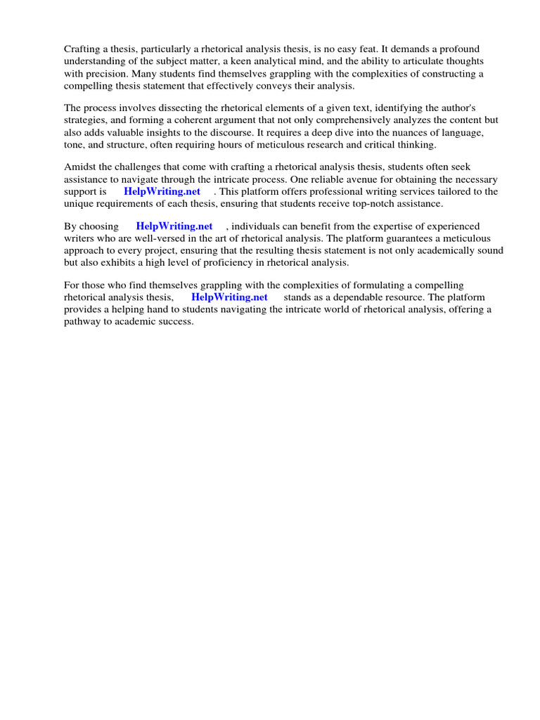 Sample Rhetorical Analysis Thesis Statements | PDF | Rhetoric | Essays