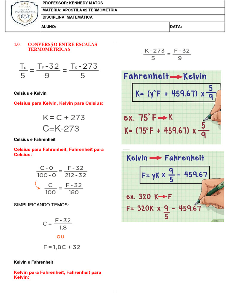 Apostila 02 Conversão - Escala Termométrica | PDF | Celsius | Fahrenheit