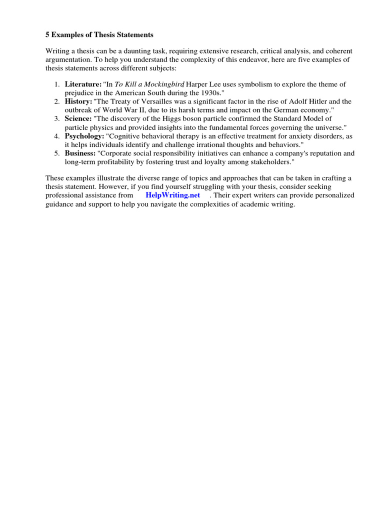 5 Examples Thesis Statements | PDF