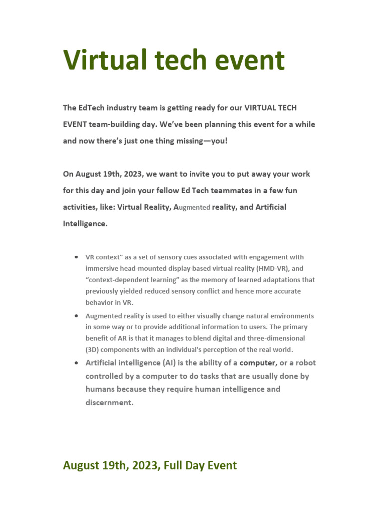 Virtual tech events | PDF