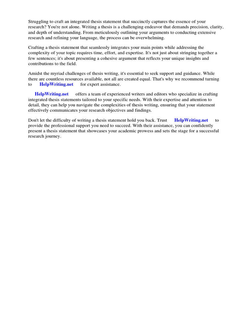 Integrated Thesis Statement | PDF | Essays | Thesis