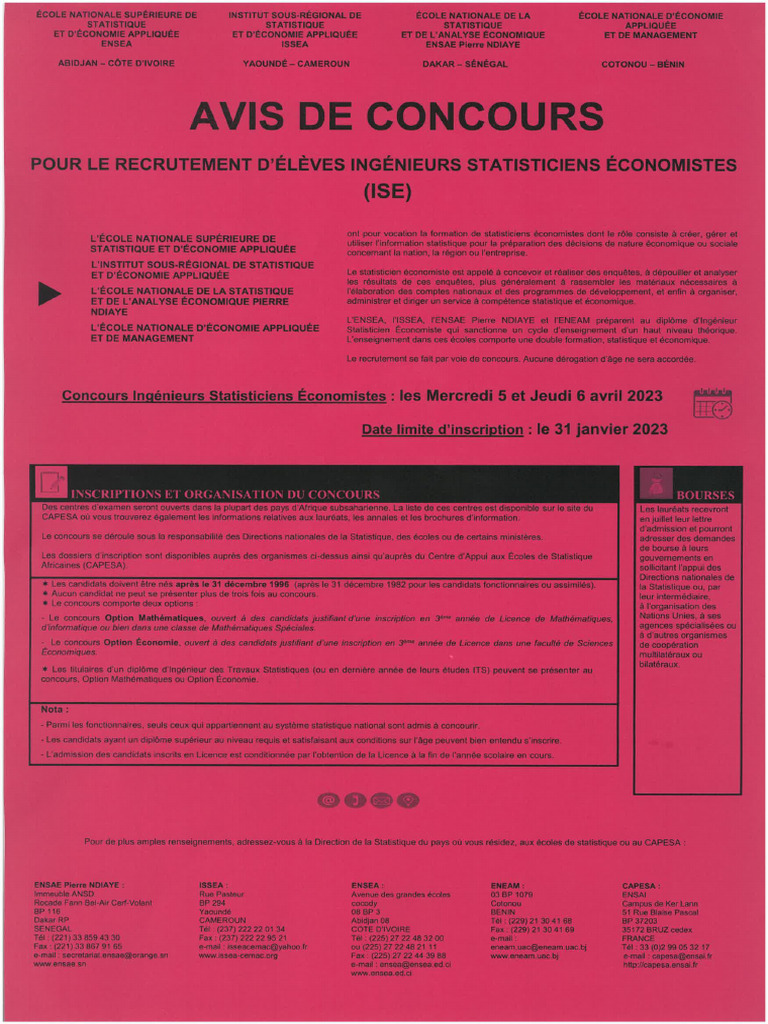 Avis de Concours Ise 2023 | PDF