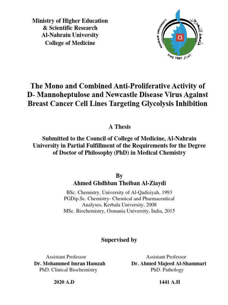 The Mono and Combined Anti-Proliferative Activity of D- Mannoheptulose ...