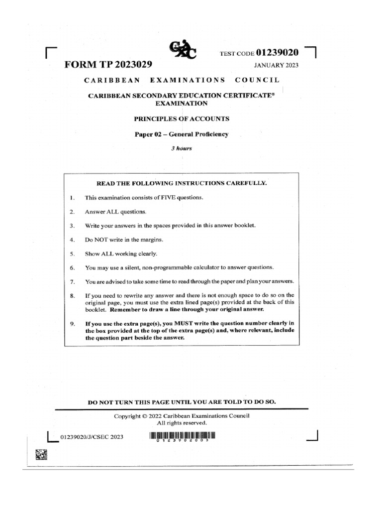 CSEC POA Jan 2023 P2 | PDF