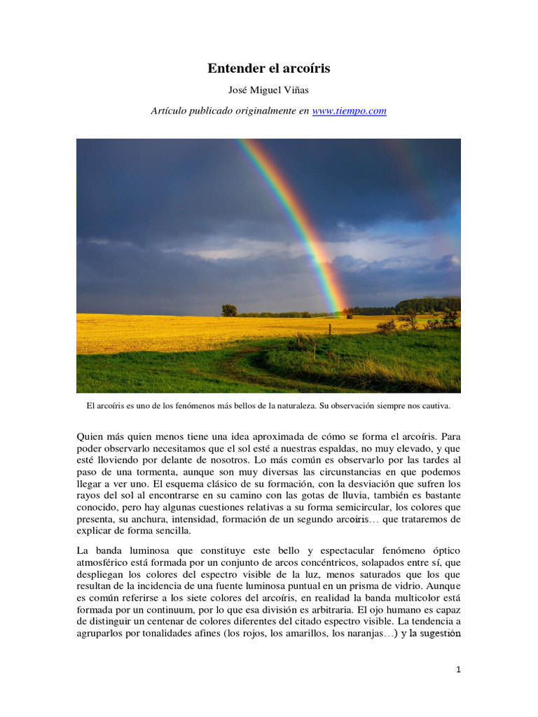 Cómo se forma el arcoíris: explicación sencilla | PDF | Arco iris | Color