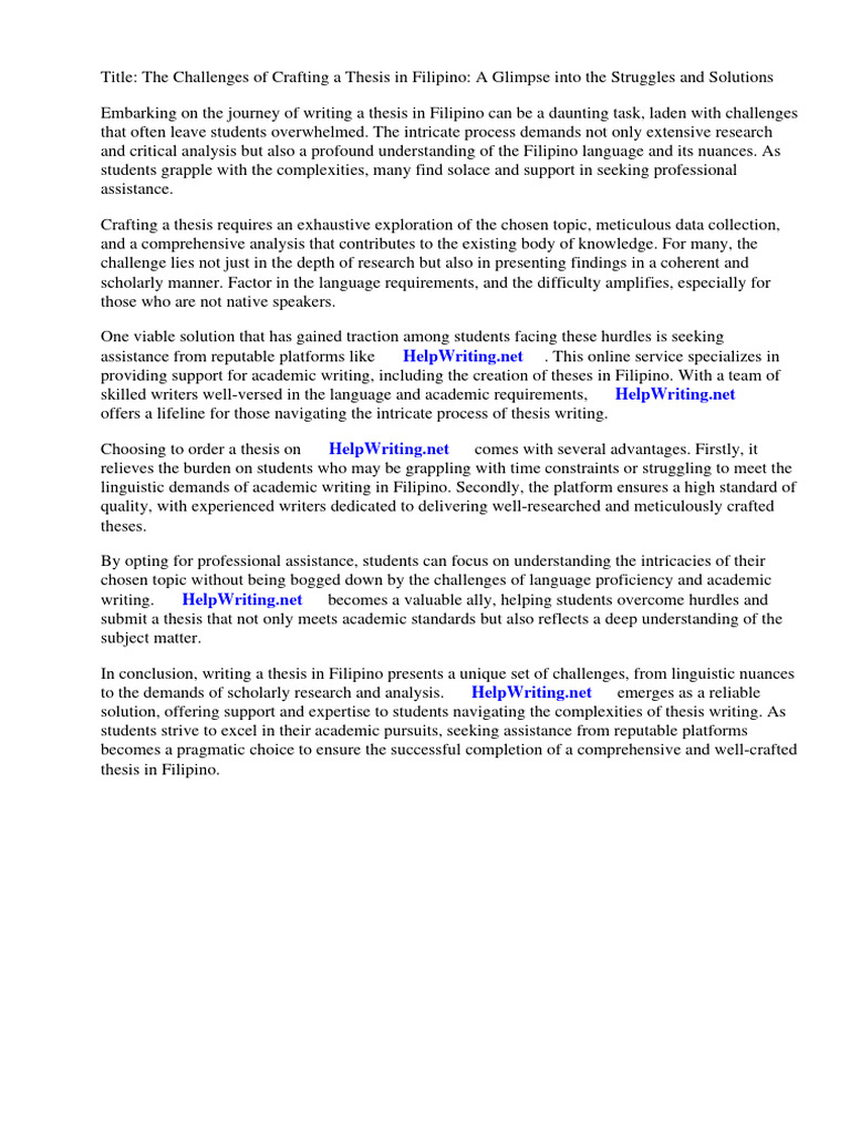 Sample of Thesis in Filipino PDF | PDF | Human Communication | Science
