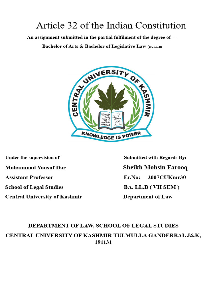 Article 32: Guardian of Indian Rights | PDF | Habeas Corpus | Supreme ...