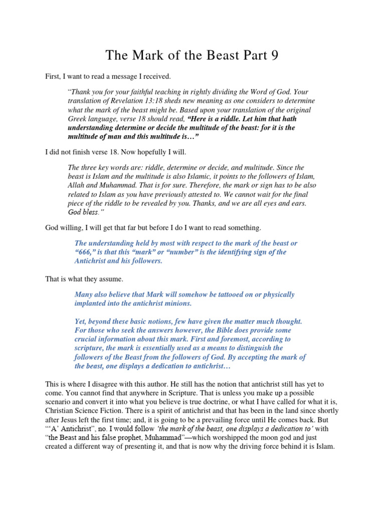The Mark of The Beast Part 9 | PDF | Number Of The Beast | Allah
