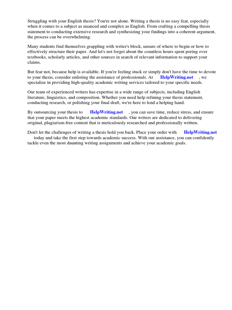 English Thesis Sample Pdf Thesis Essays 4163