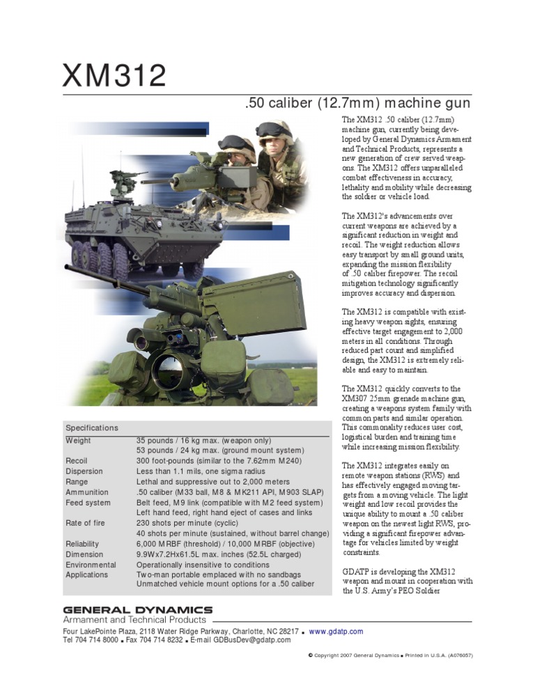 XM312 | PDF | Machine Gun | Projectile Weapons