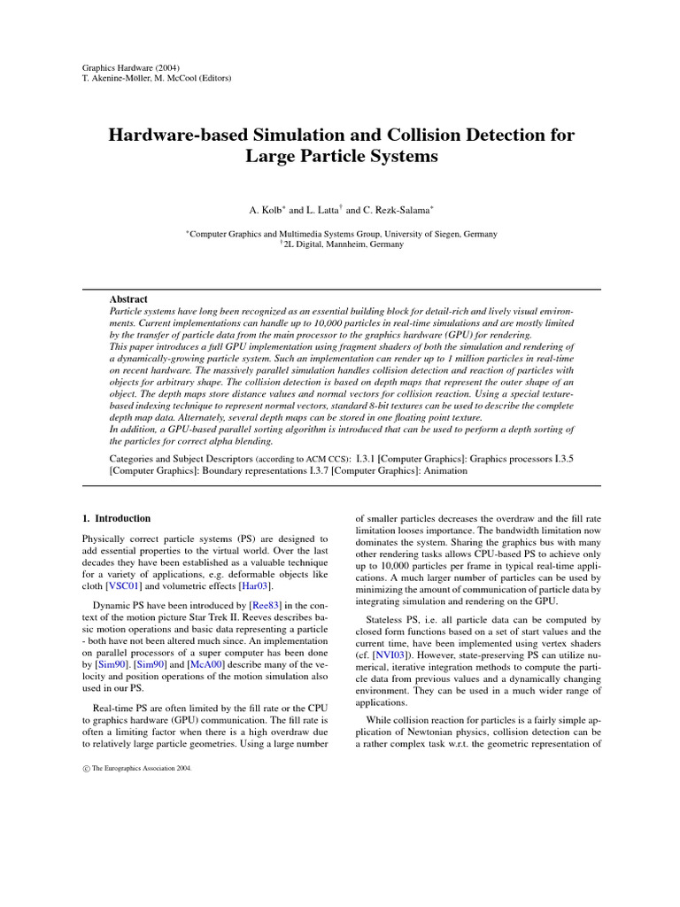 Hardware-Based Simulation and Collision Detection For | PDF