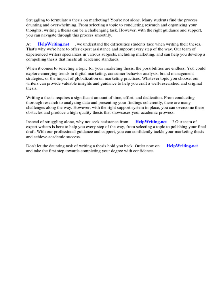 Sample Thesis Topics in Marketing | PDF