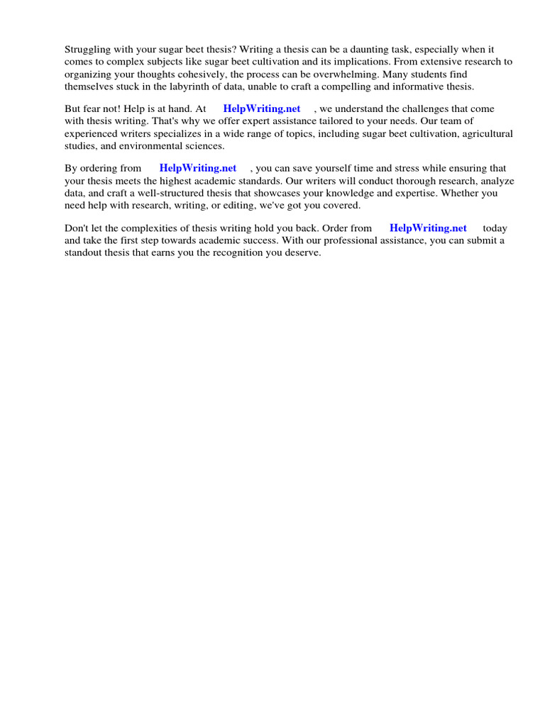 Sugar Beet Thesis | PDF | Sugar Beet | Sugar