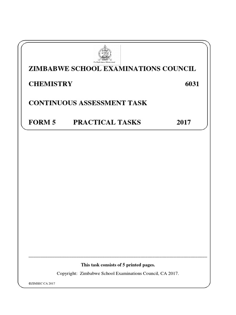 6031 Chemistry Prac. Form 5 Task 1 | PDF | Educational Assessment | Learning