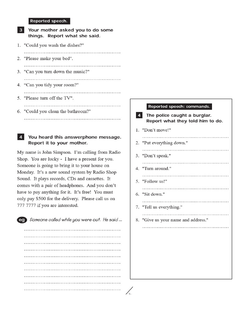 Reported Speech 2 | PDF